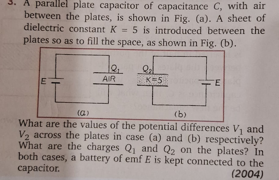 3. A parallel plate capacitor of capacitance | StudyX
