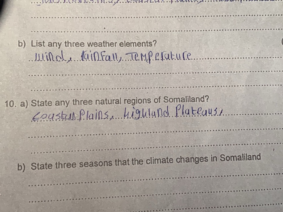 b) List any three weather elements? wind, | StudyX