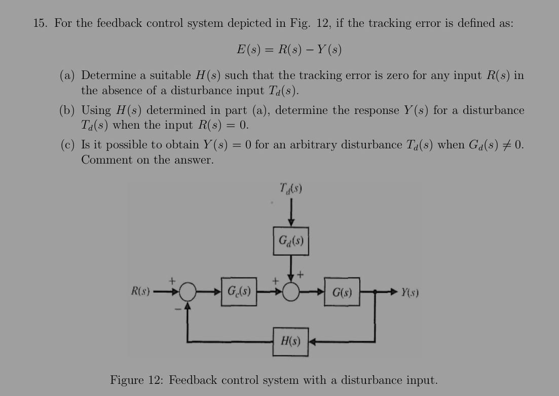 15. For the feedback control system depicted | StudyX