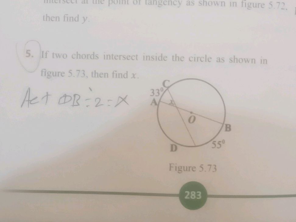 5. If two chords intersect inside the circle | StudyX