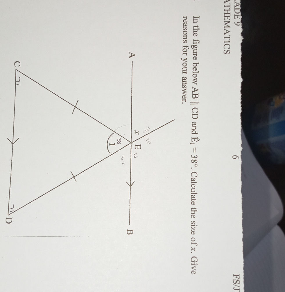In the figure below AB || CD and Ê₁ = 38°. | StudyX