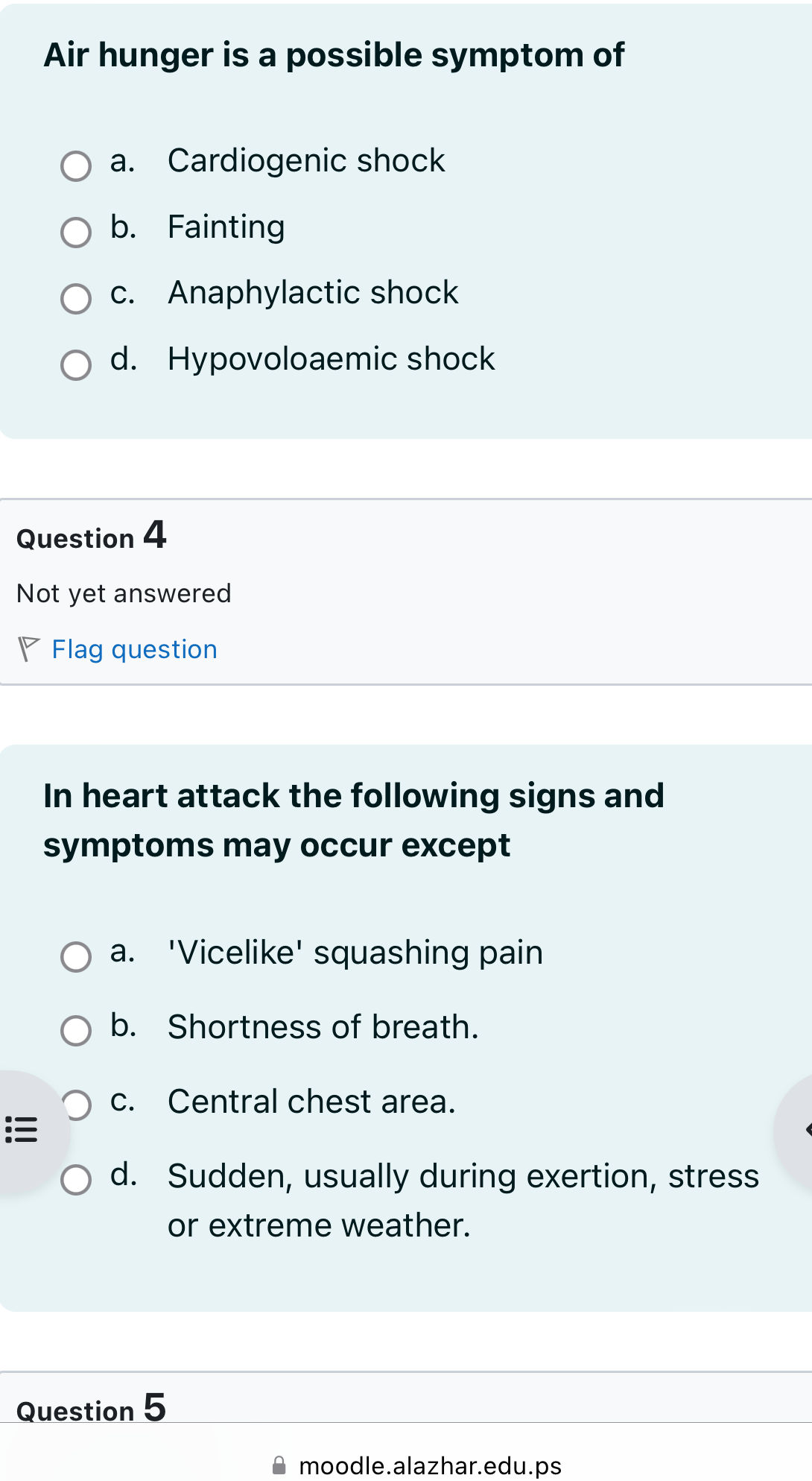 Air hunger is a possible symptom of a. | StudyX