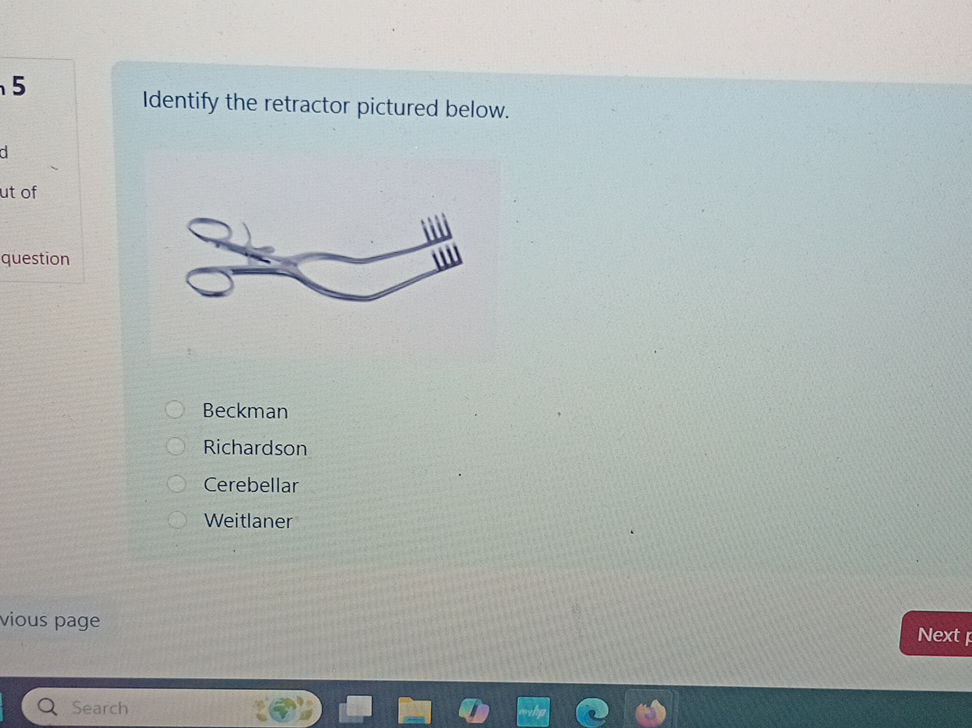 Identify the retractor pictured below. | StudyX