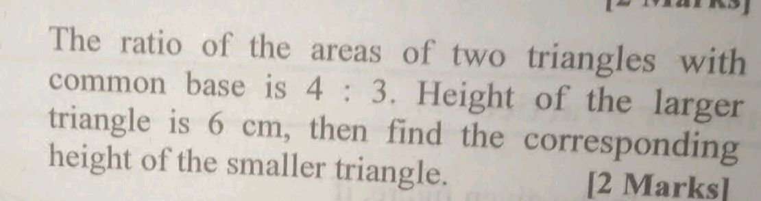The ratio of the areas of two triangles with | StudyX