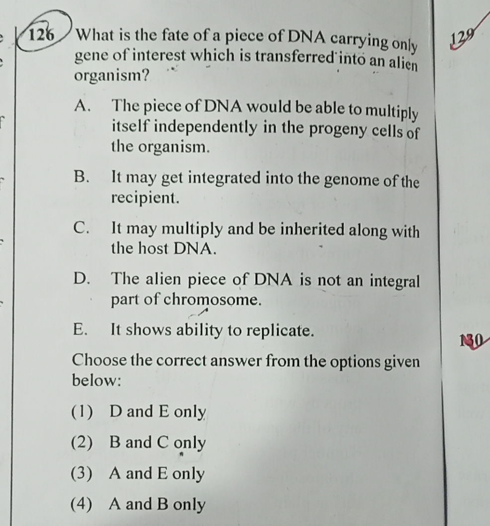 What is the fate of a piece of DNA carrying | StudyX