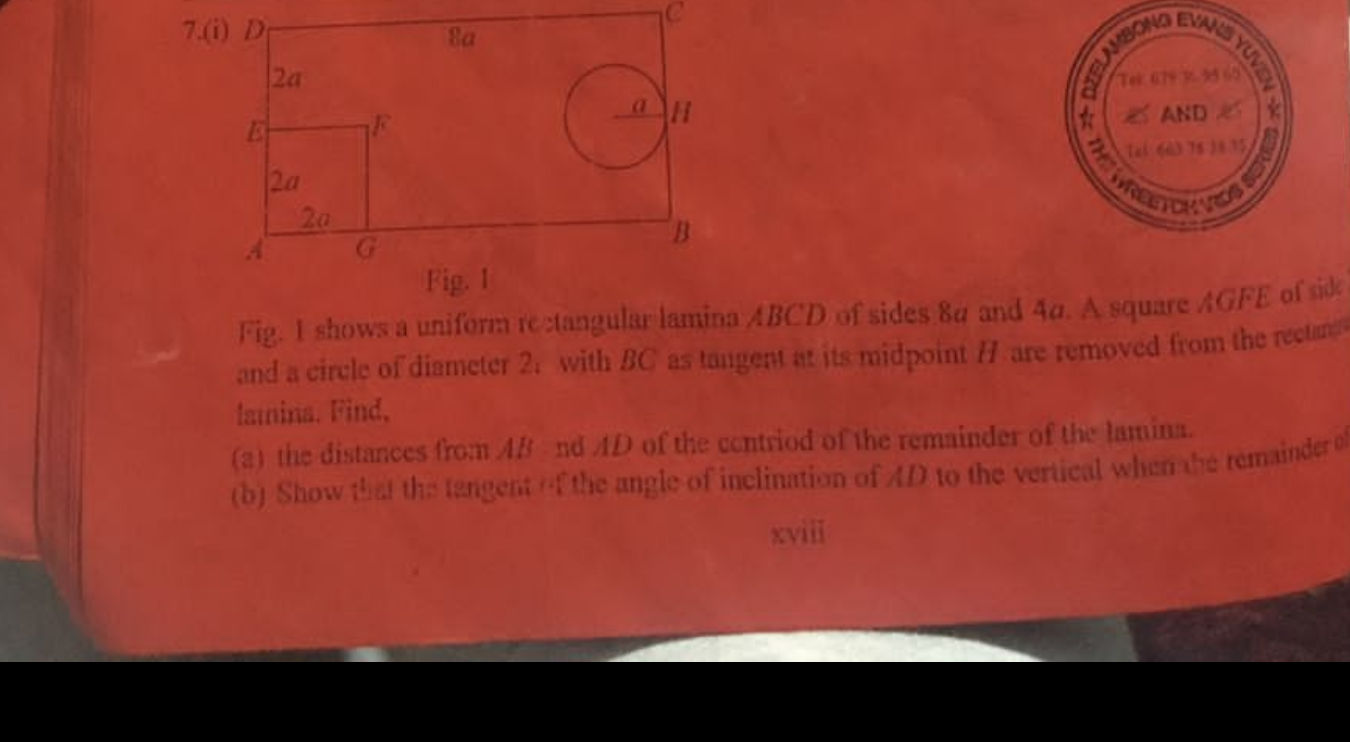 Fig. 1 shows a uniform rectangular lamina | StudyX