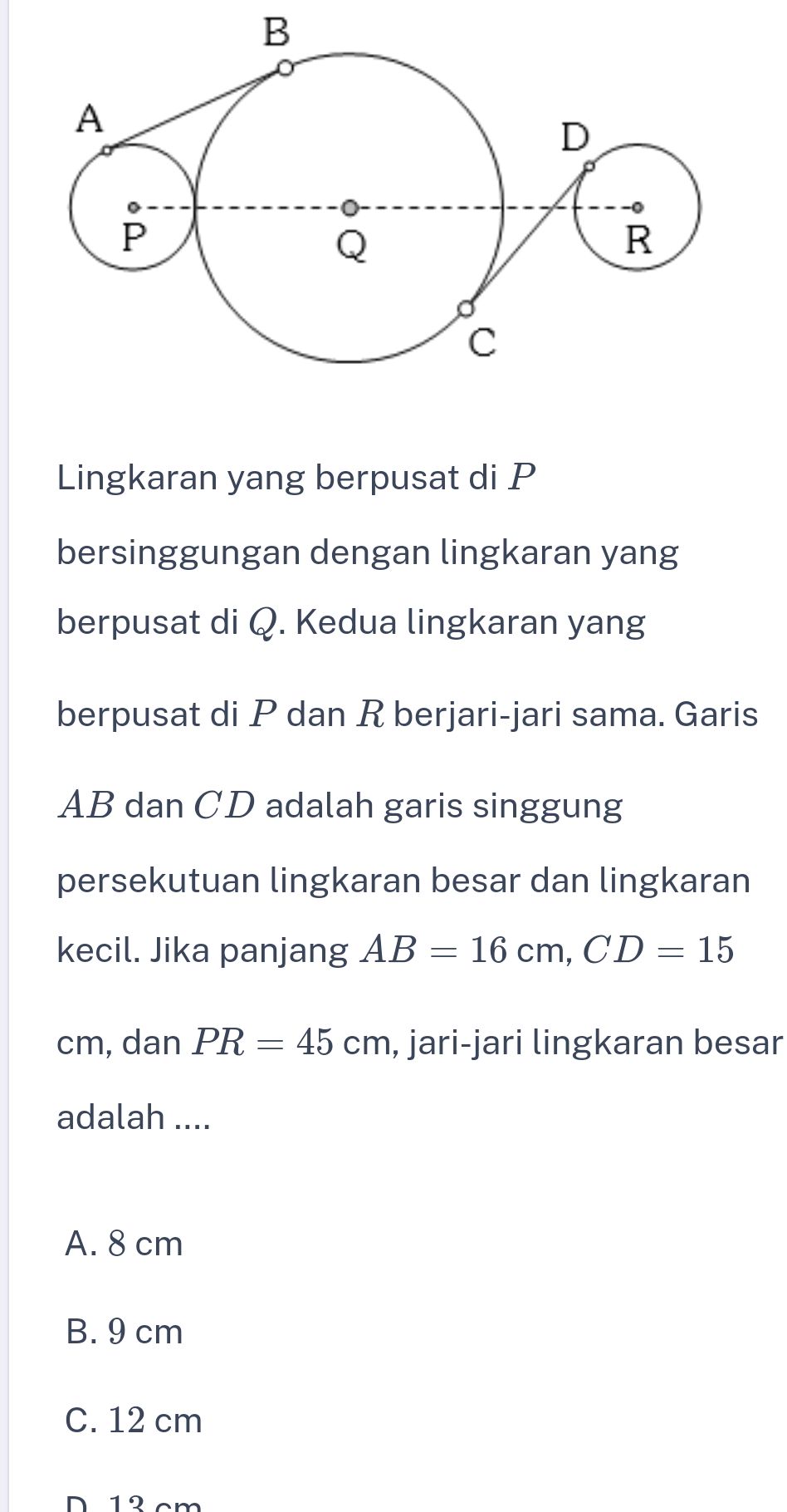 Lingkaran yang berpusat di P bersinggungan | StudyX