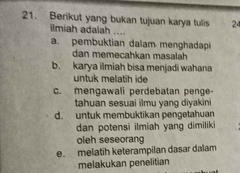 21. Berikut yang bukan tujuan karya tulis | StudyX