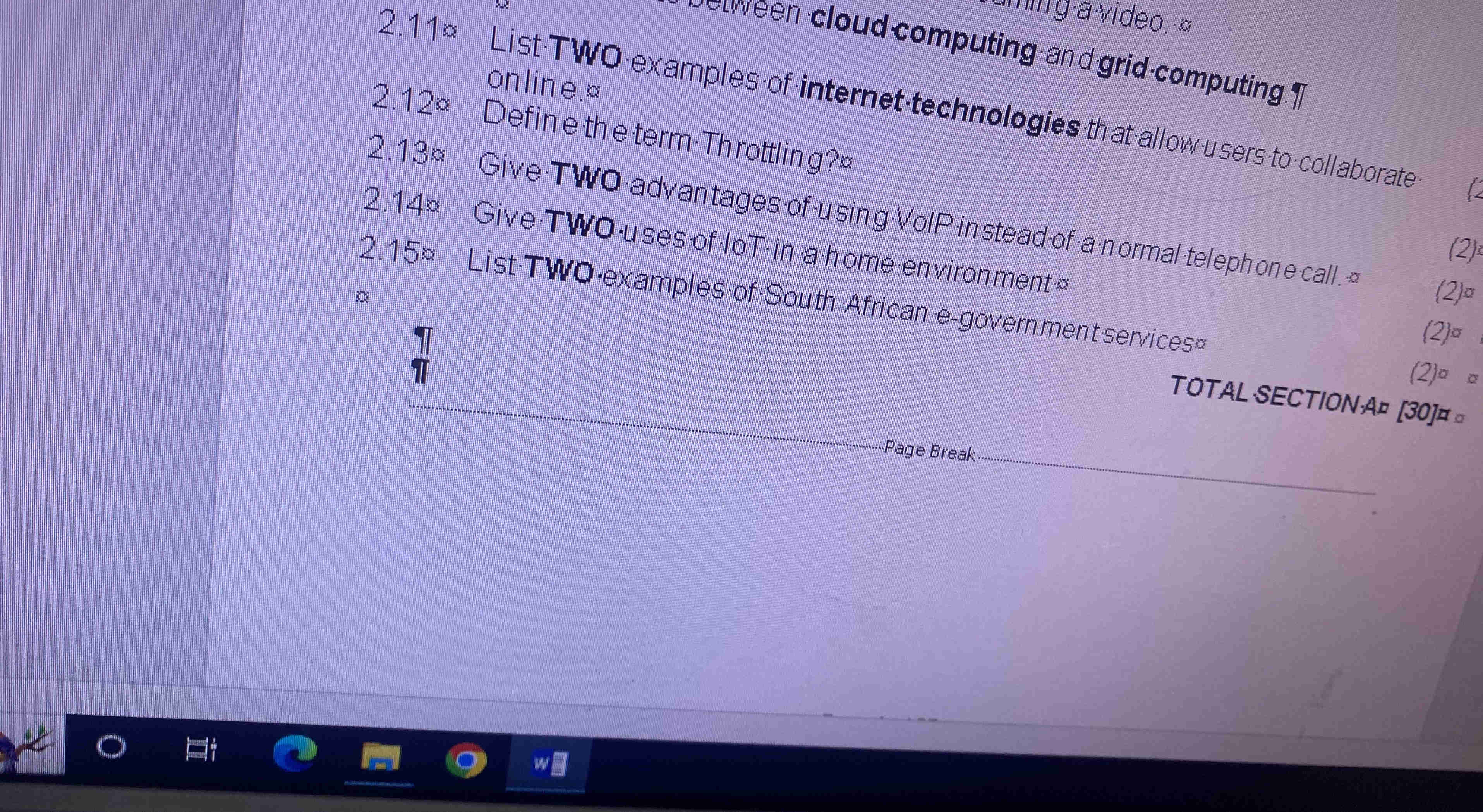 2.11 List TWO examples of internet | StudyX