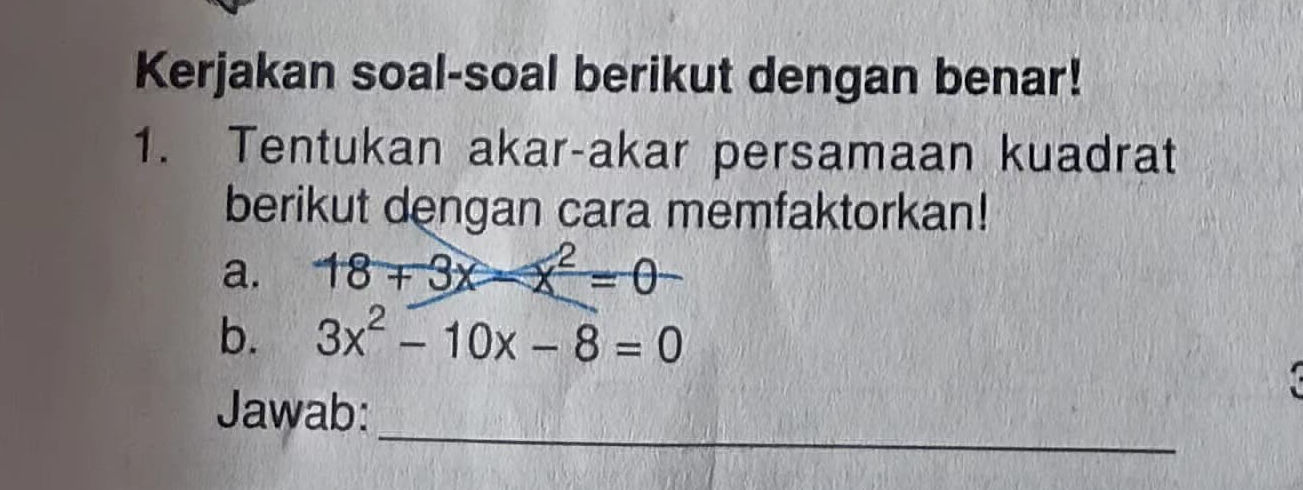 1. Tentukan akar-akar persamaan kuadrat | StudyX