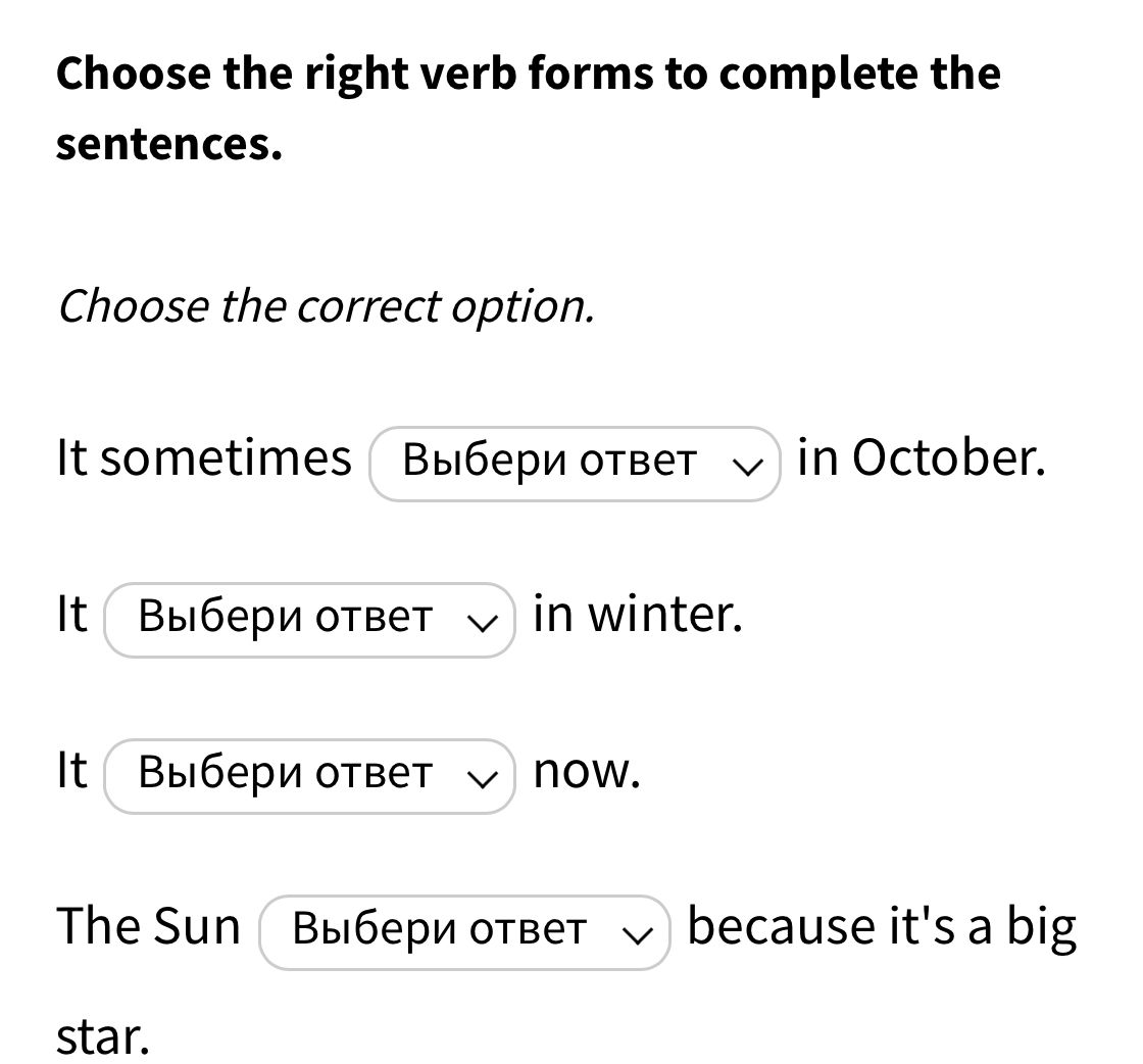 Choose the right verb forms to complete the | StudyX