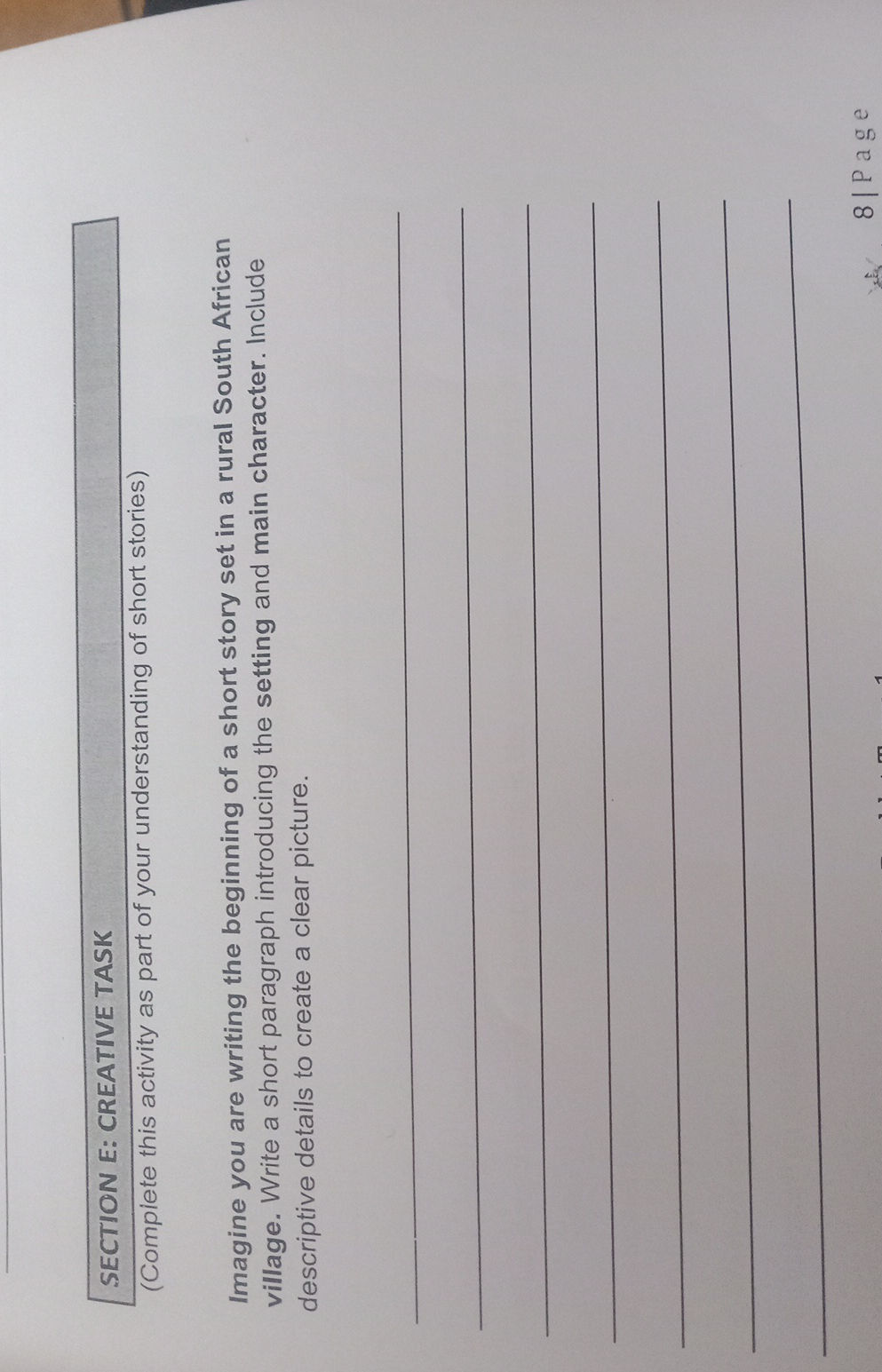 SECTION E: CREATIVE TASK (Complete this | StudyX