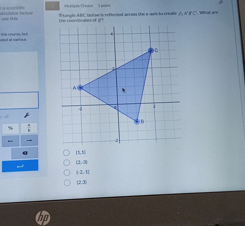 Triangle ABC below is reflected across the | StudyX