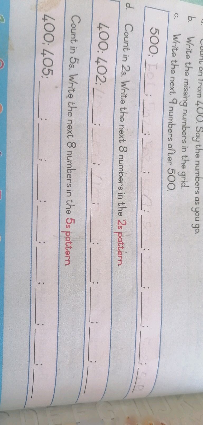 b. Write the missing numbers in the grid. | StudyX