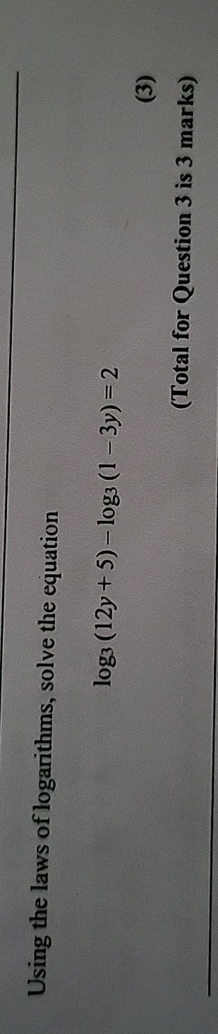 Using the laws of logarithms, solve the | StudyX