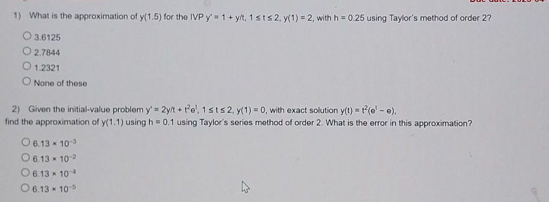 1) What is the approximation of y(1.5) for | StudyX