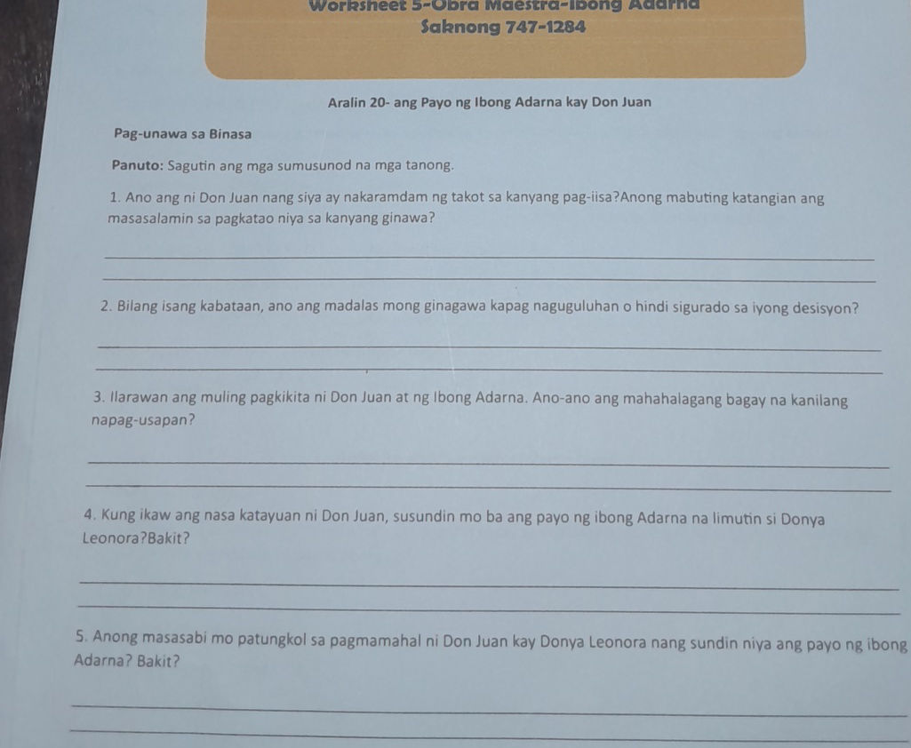 Panuto: Sagutin ang mga sumusunod na mga | StudyX