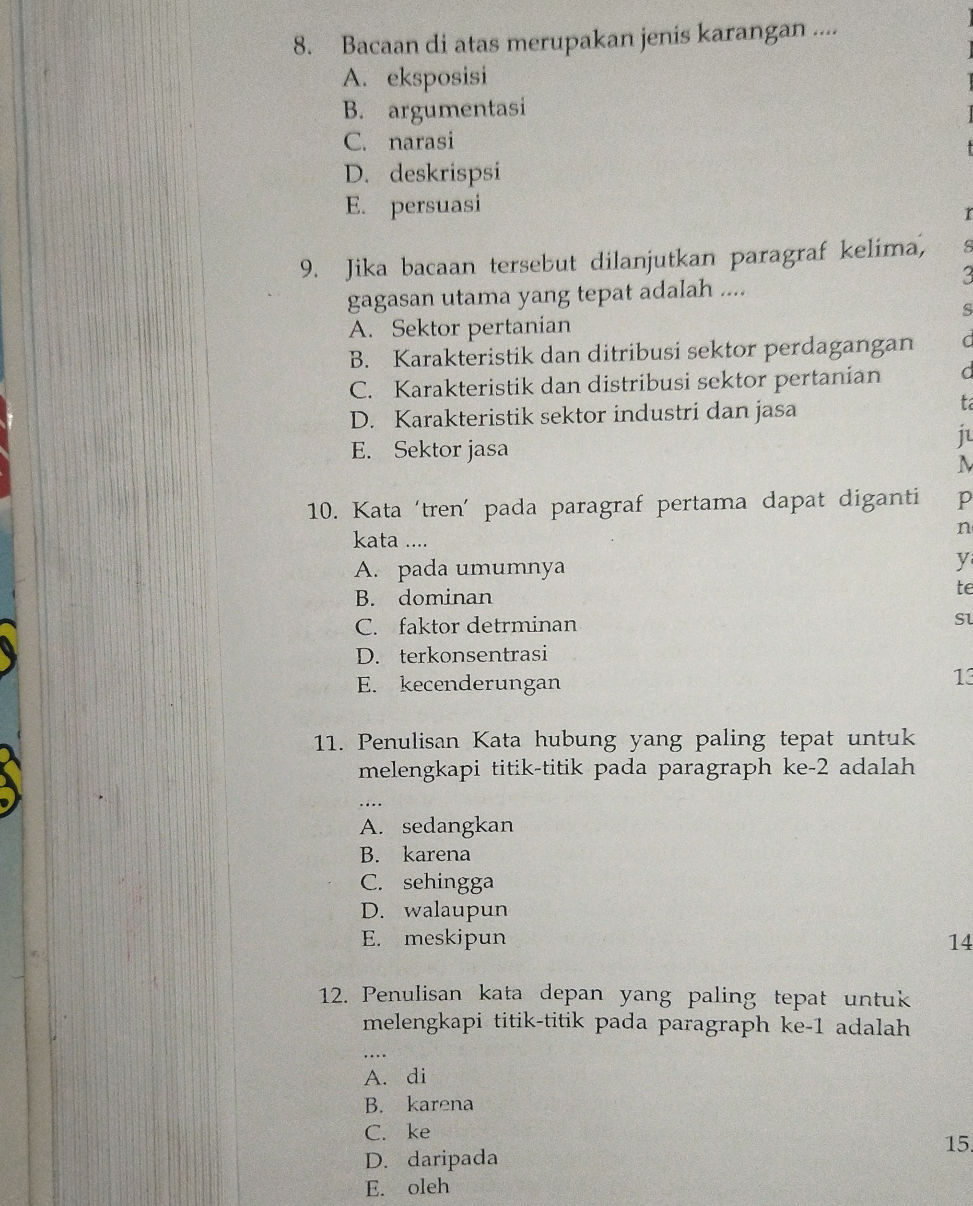 8. Bacaan di atas merupakan jenis karangan | StudyX