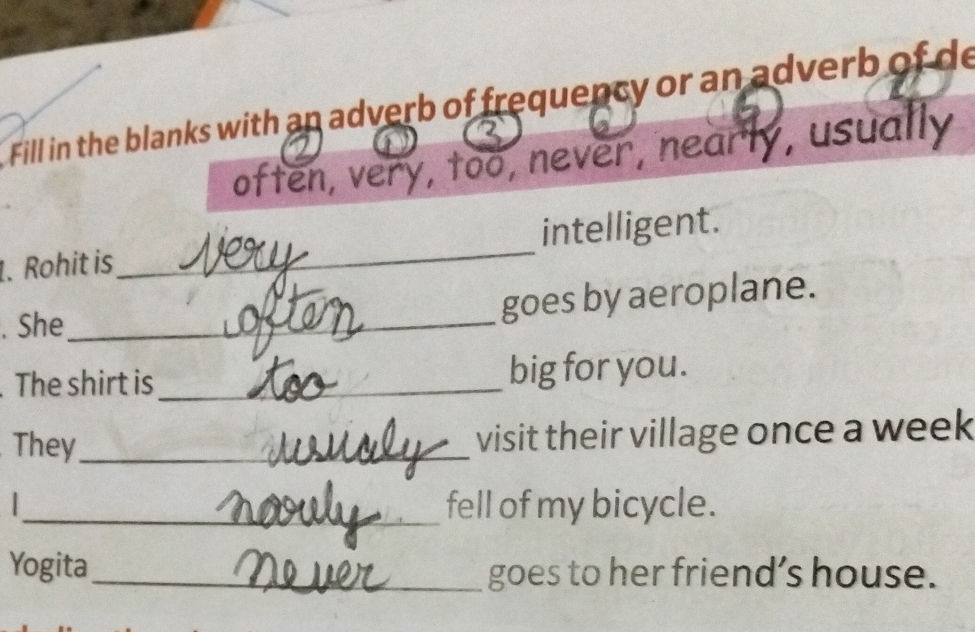 Fill in the blanks with an adverb of | StudyX