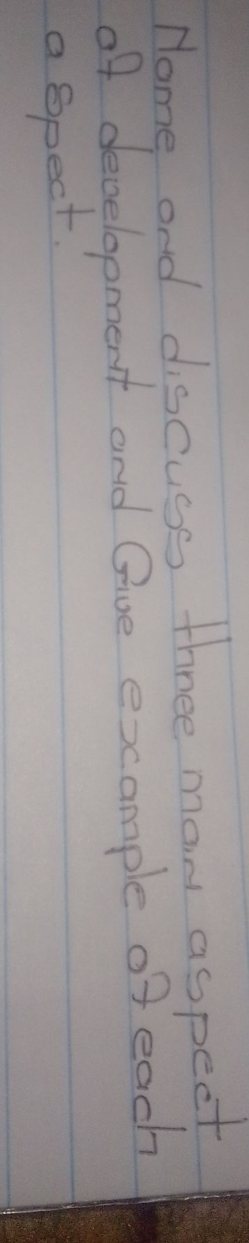 Name and discuss three main aspect of | StudyX