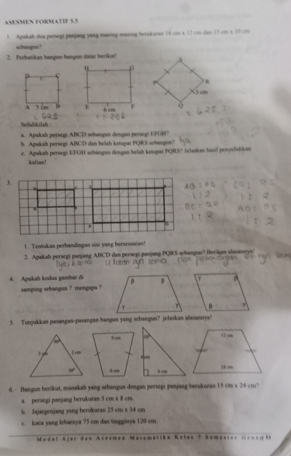 1. Apakah dua persegi panjang yang | StudyX