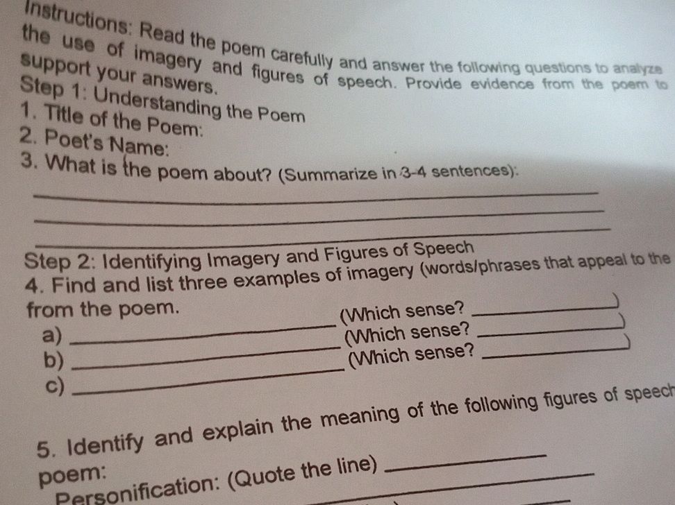 Instructions: Read the poem carefully and | StudyX