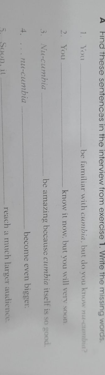 A Find these sentences in the interview from | StudyX