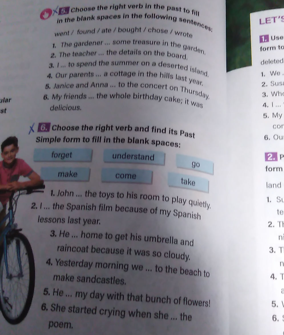 Choose the right verb in the past to fill in | StudyX