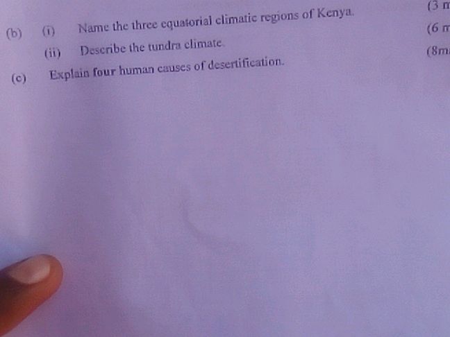 (b) (i) Name the three equatorial climatic | StudyX