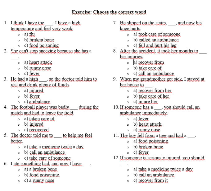 Exercise: Choose the correct word 1. I | StudyX