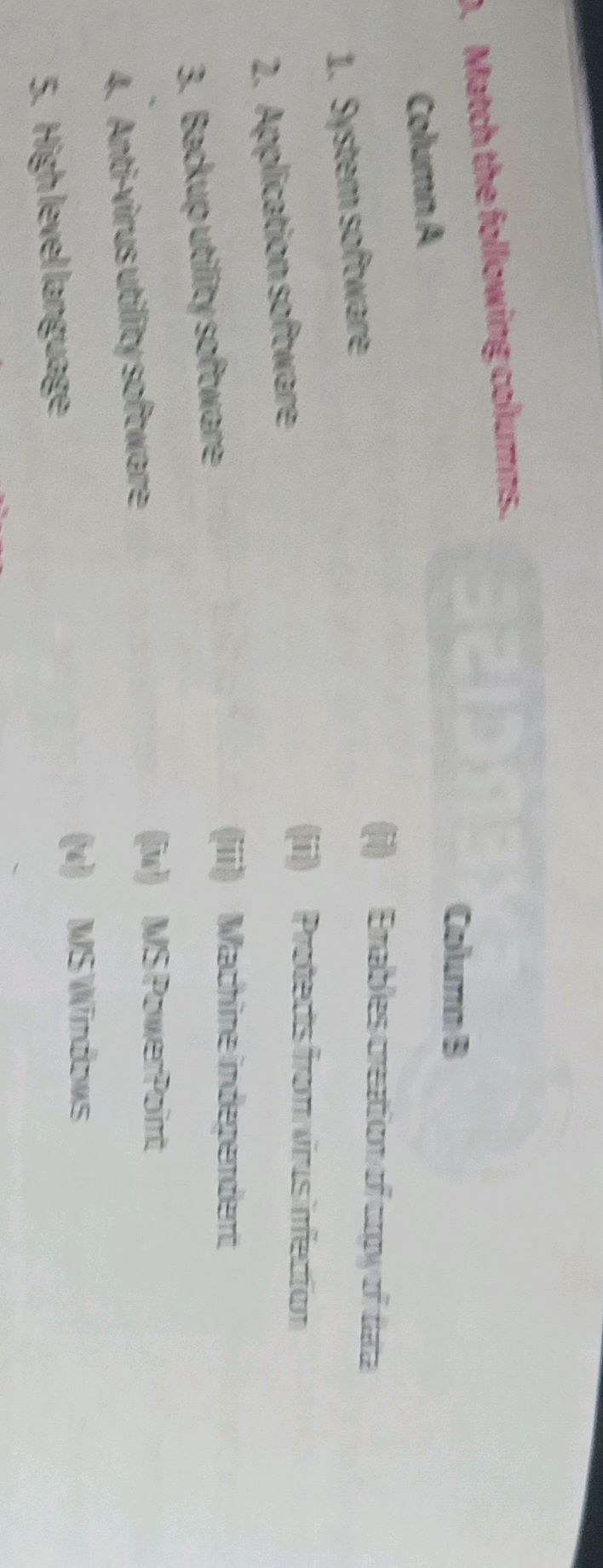 Match the following columns. Column A 1. | StudyX