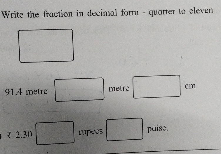 Write the fraction in decimal form - quarter | StudyX