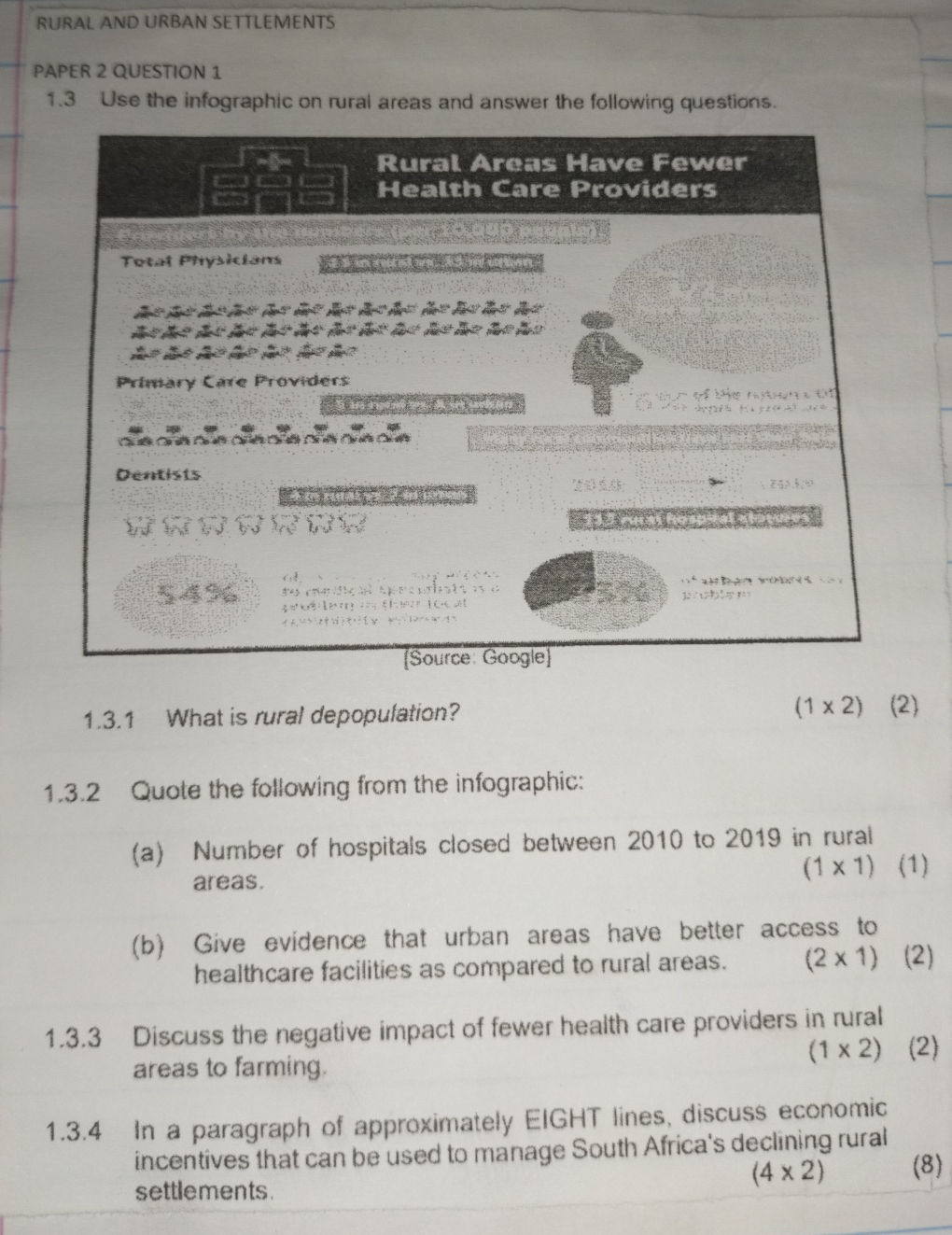 1.3 Use the infographic on rural areas and | StudyX