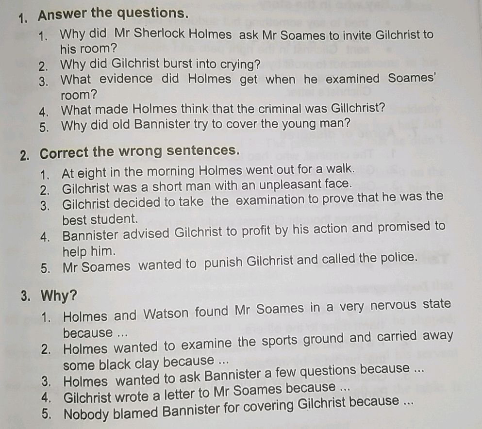 1. Answer the questions. 1. Why did Mr | StudyX