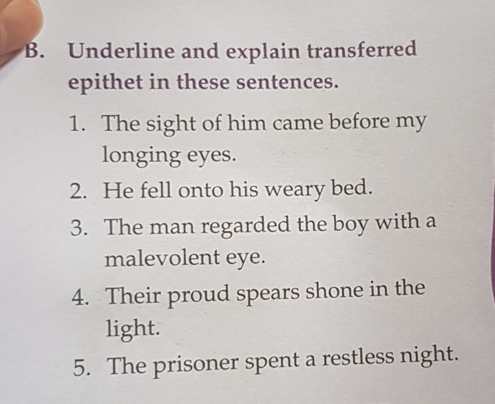 B. Underline and explain transferred epithet | StudyX