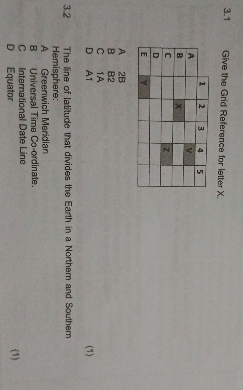 3.1 Give the Grid Reference for letter X. | | StudyX