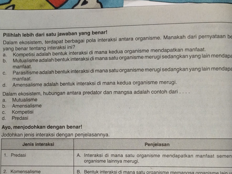 Pilihlah lebih dari satu jawaban yang benar! | StudyX