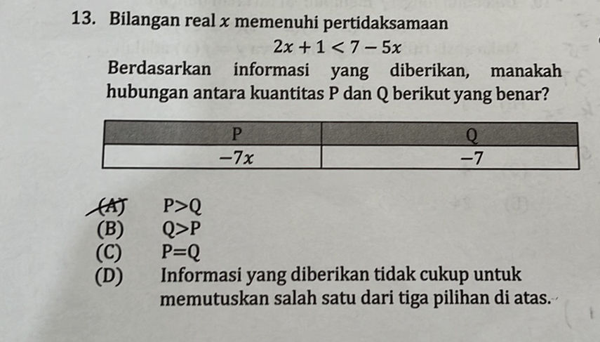 13. Bilangan real x memenuhi pertidaksamaan | StudyX