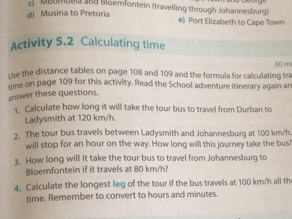 Use the distance tables on page 108 and 109 | StudyX