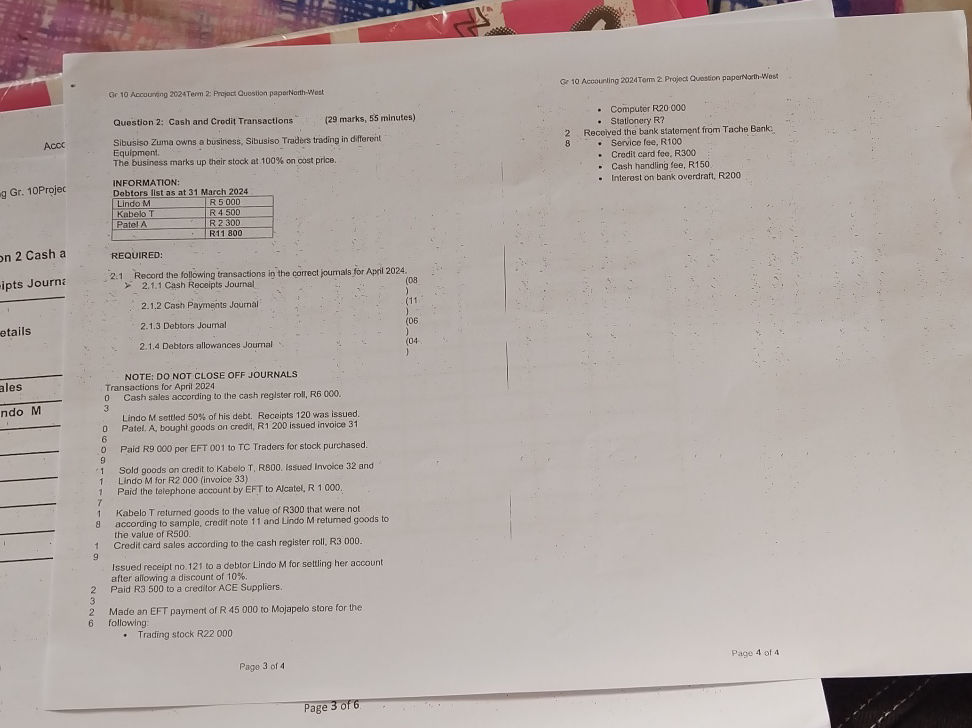 Question 2: Cash and Credit Transactions (29 | StudyX