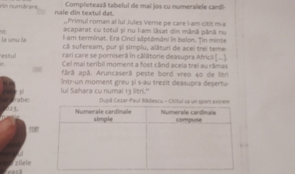 Completează tabelul de mai jos cu numeralele | StudyX