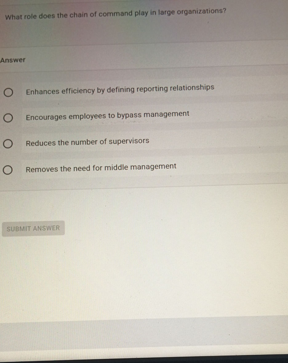 What role does the chain of command play in | StudyX