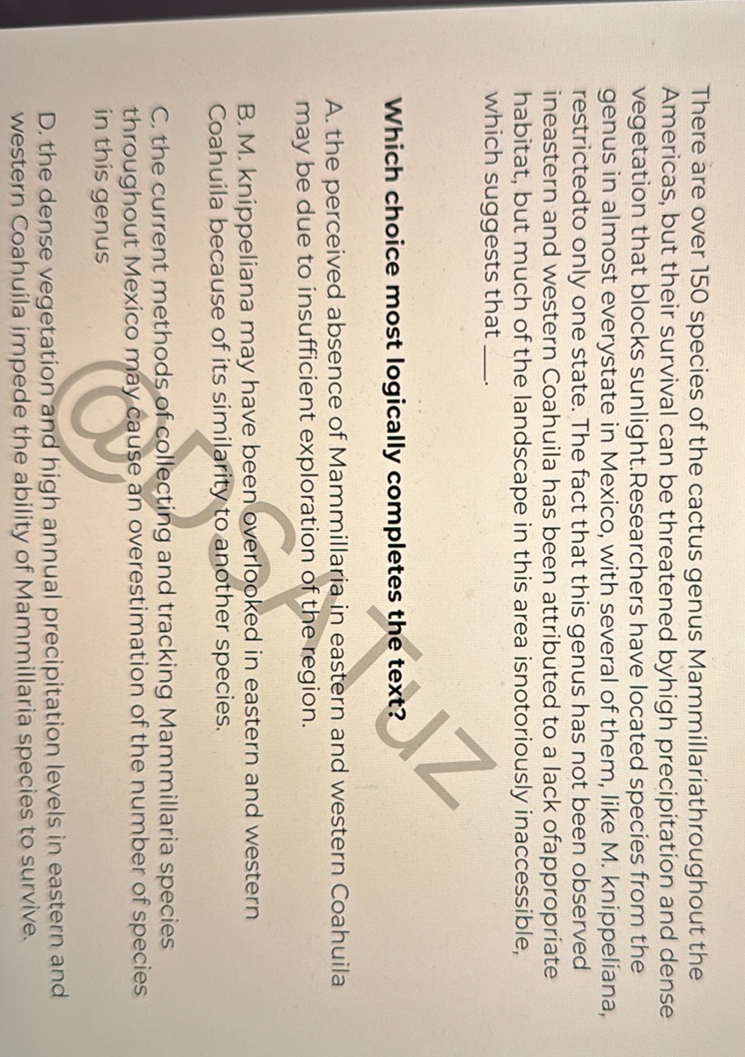 Which choice most logically completes the | StudyX