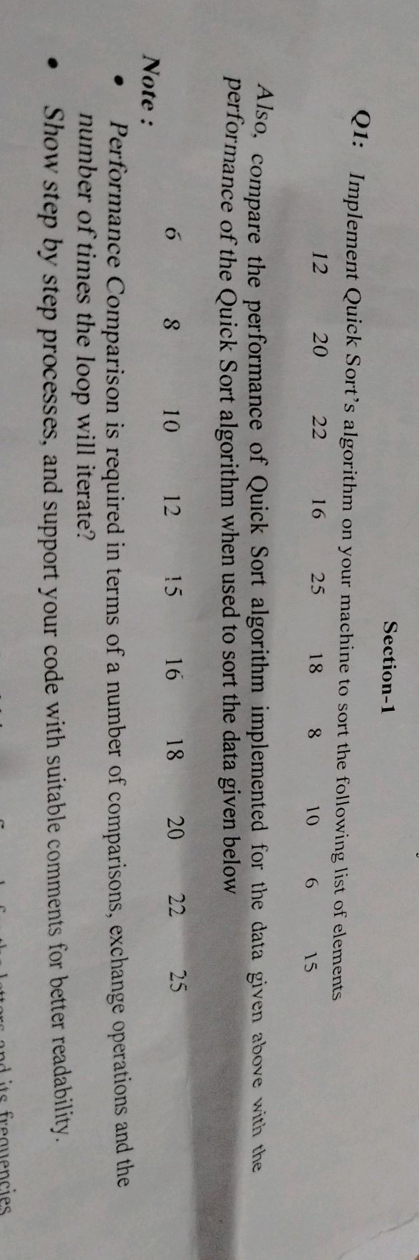 Q1: Implement Quick Sort's algorithm on your | StudyX