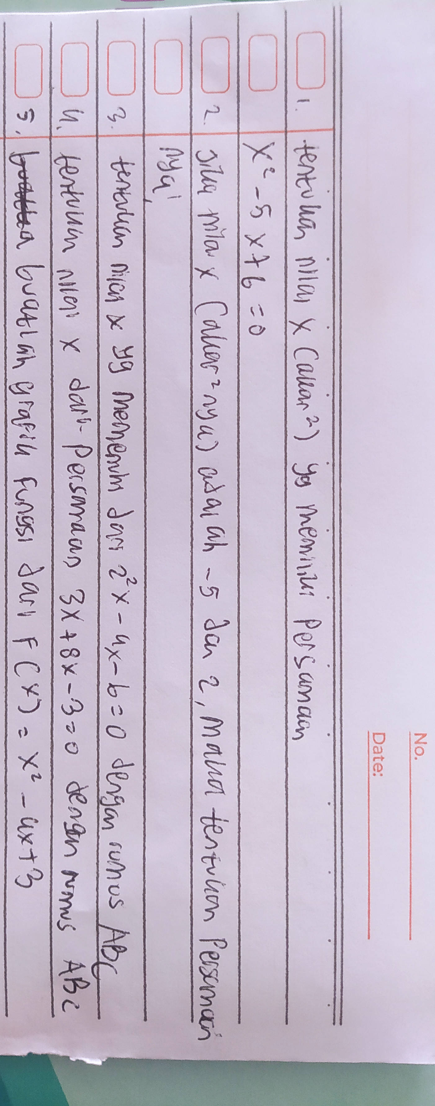 1. Tentukan nilai x (akar-akarnya) yang | StudyX