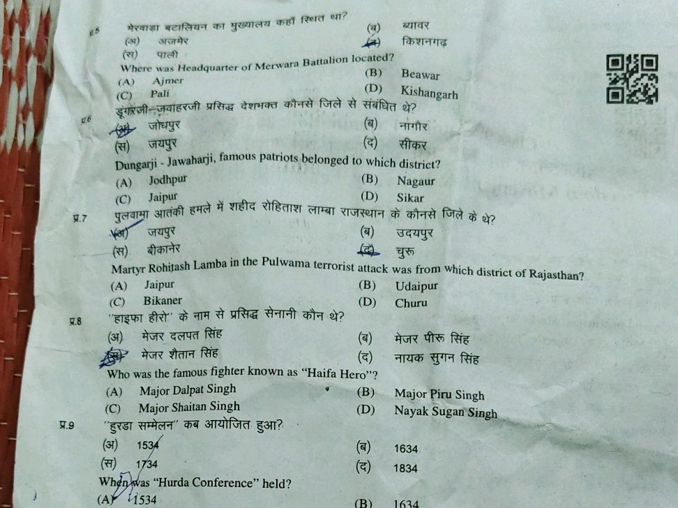 Where was Headquarter of Merwara Battalion | StudyX