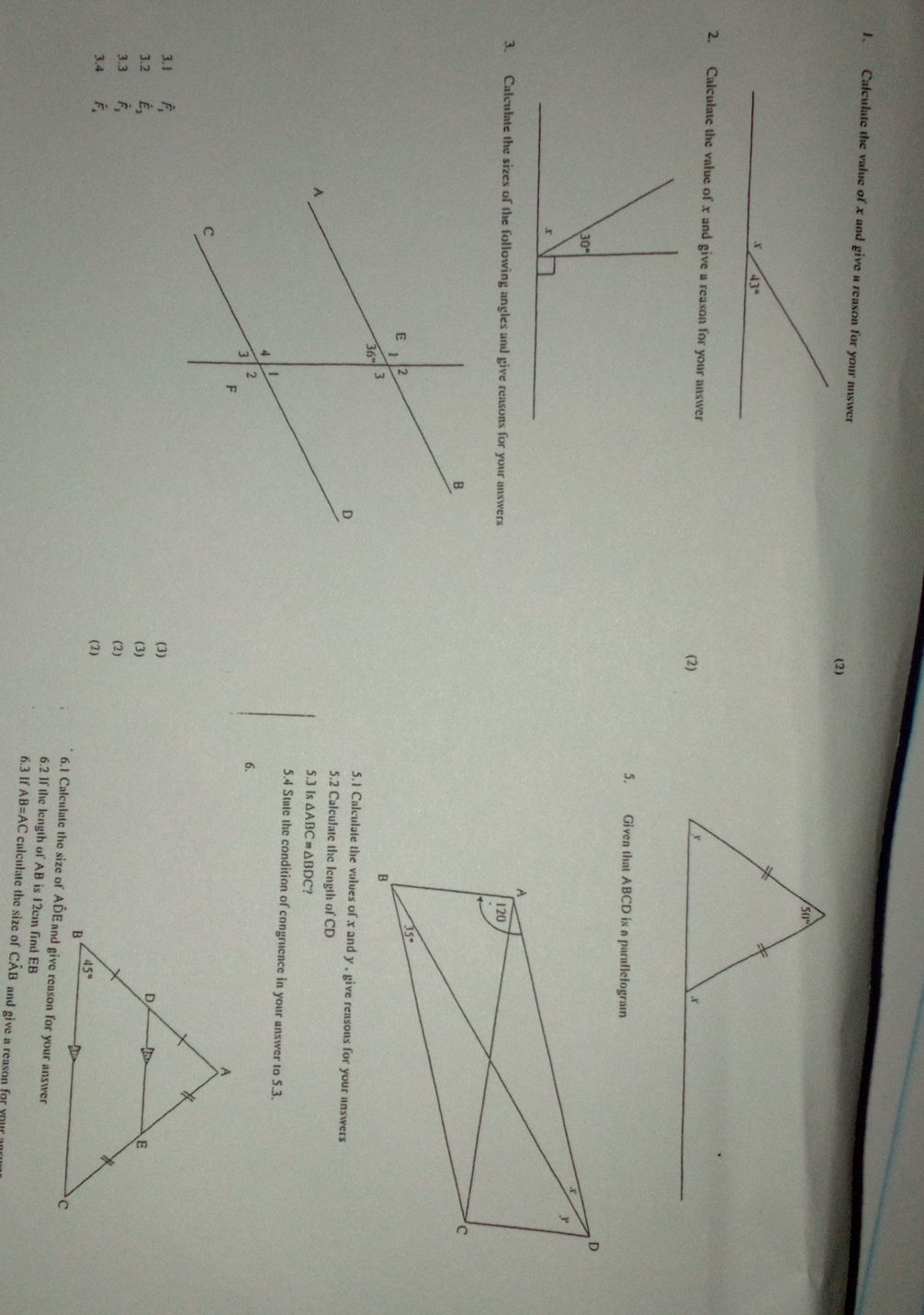 1. Calculate the value of x and give a | StudyX