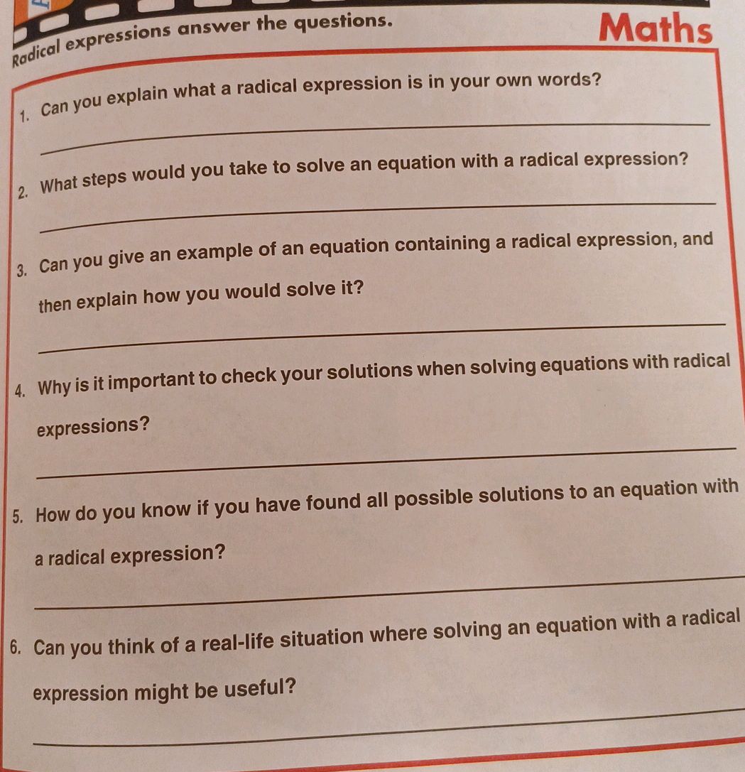 1. Can you explain what a radical expression | StudyX