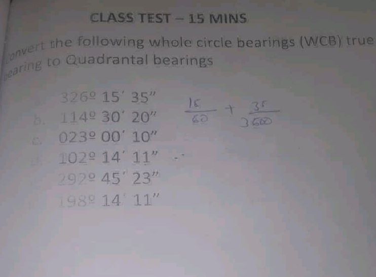 Convert the following whole circle bearings | StudyX