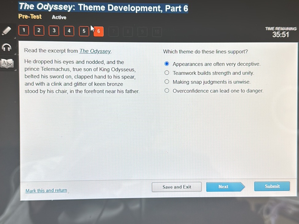 Read the excerpt from *The Odyssey*. He | StudyX